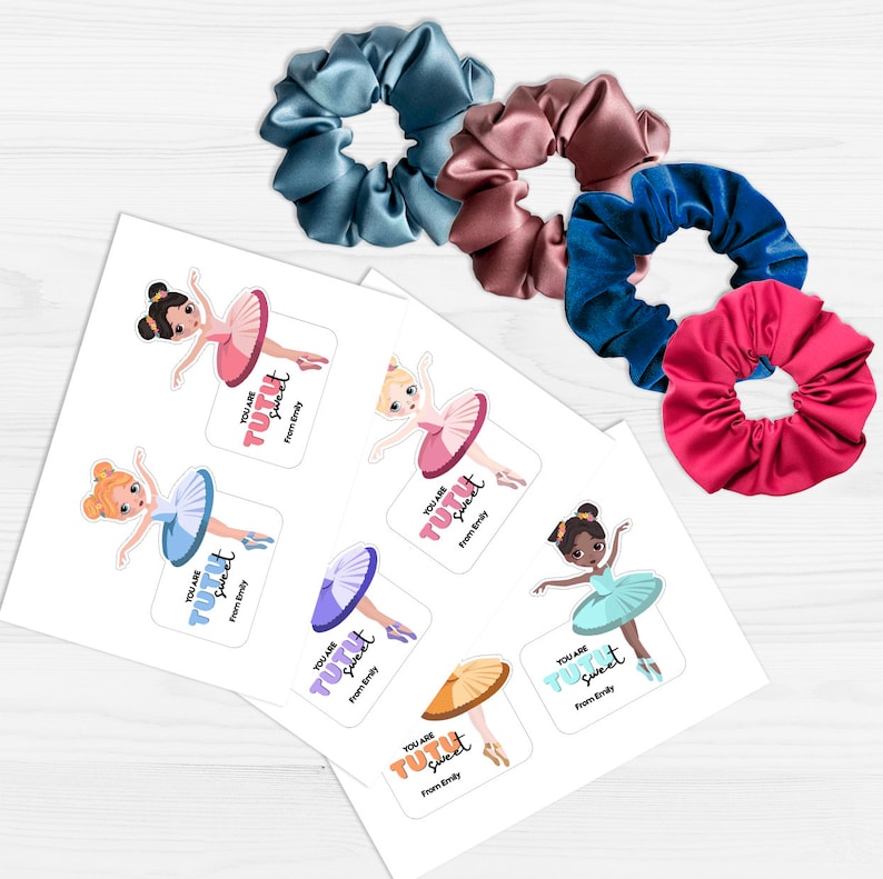6 Printable Ballerina Scrunchie Holder Cards Tag Template Tutu Sweet ...