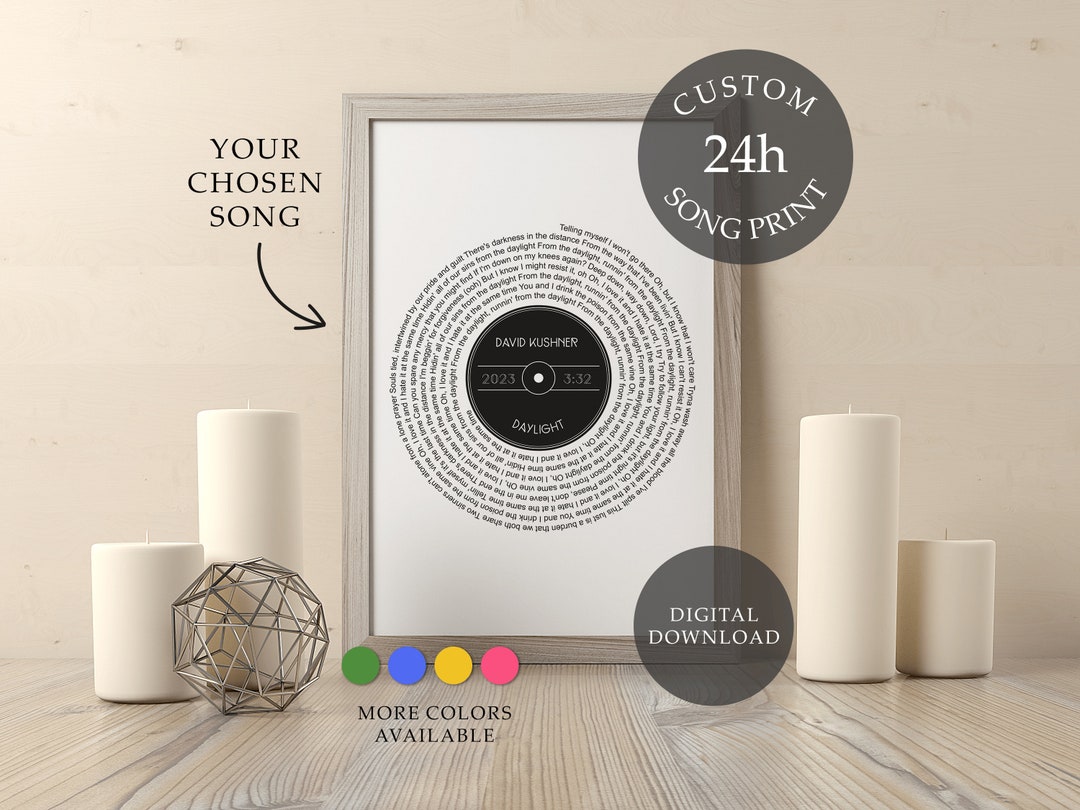 CUSTOM Favorite Song Lyrics Poster Music Wall Art Personalized Gift ...