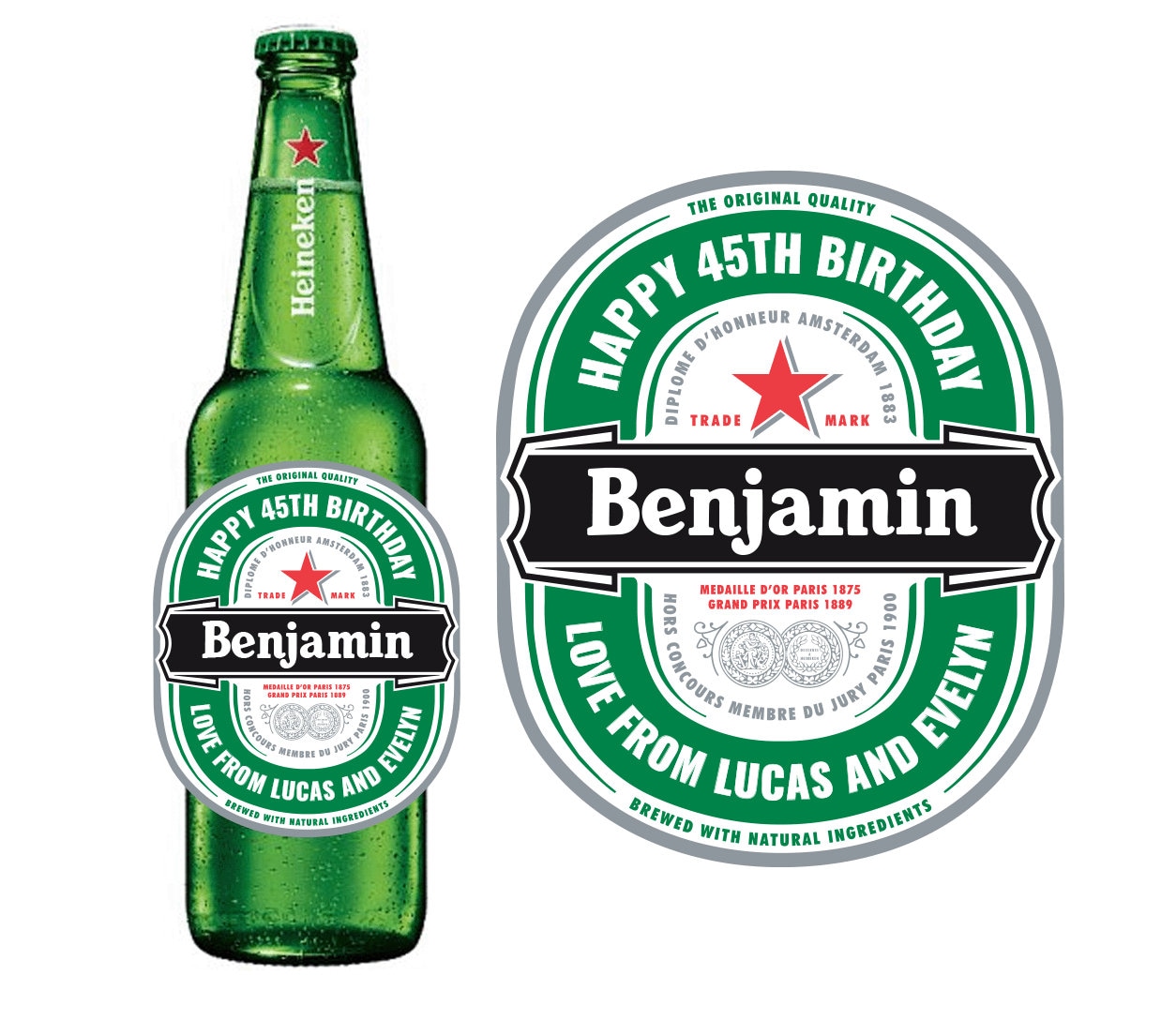 Etichetta personalizzata personalizzata per bottiglia di birra Heineken ...