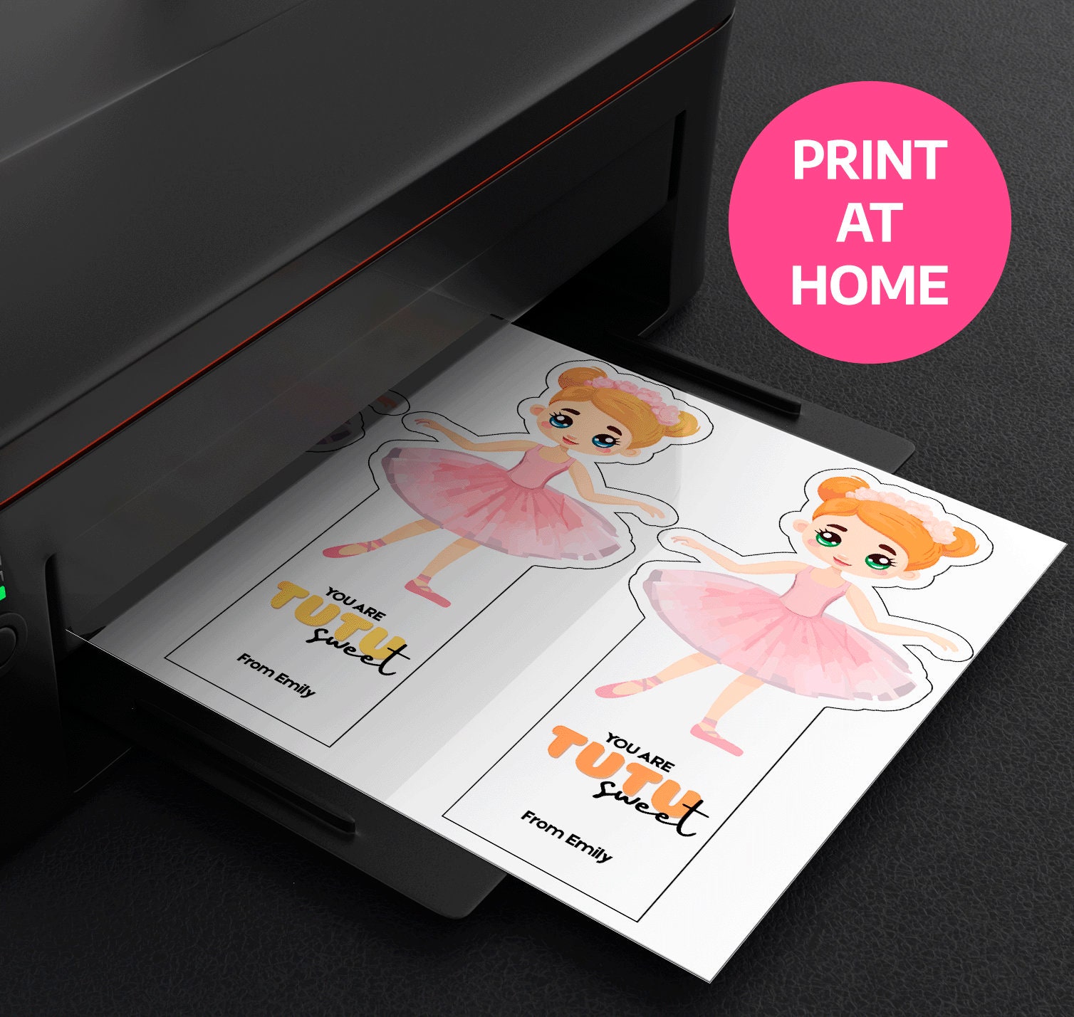 3 Printable Ballerina Scrunchie Holder Cards Tag Template Tutu Sweet ...