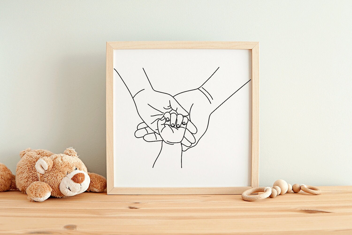 Baby Holding Hands Line Art SVG Family Hand Drawing Illustration Mom ...