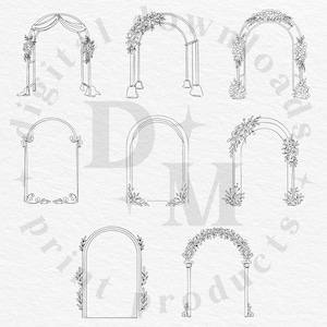 25 Wedding Arch SVG PNG Bundle | Floral Ceremony Arches Clipart ...