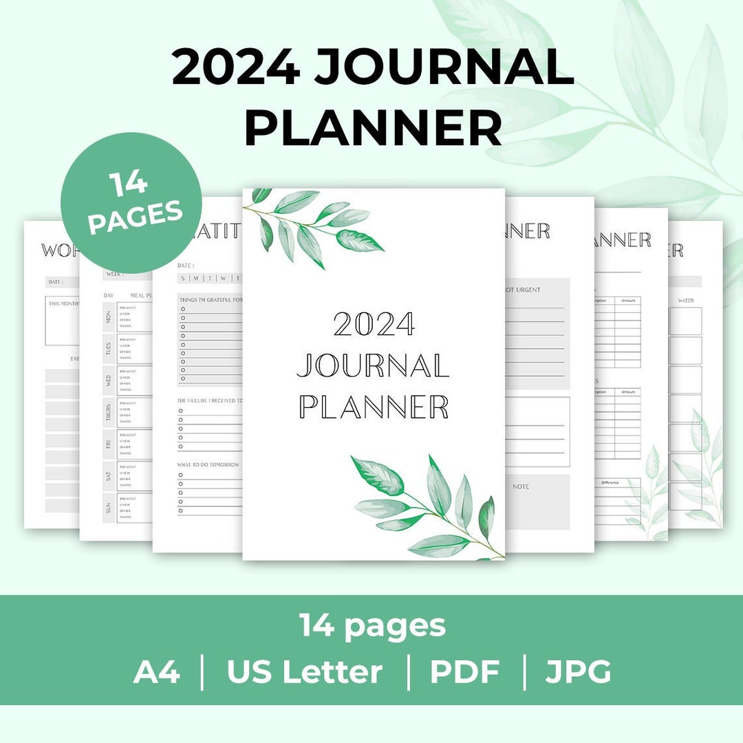 2024 Printable Journal Planner: Stay Organized in Style. Nature Theme ...