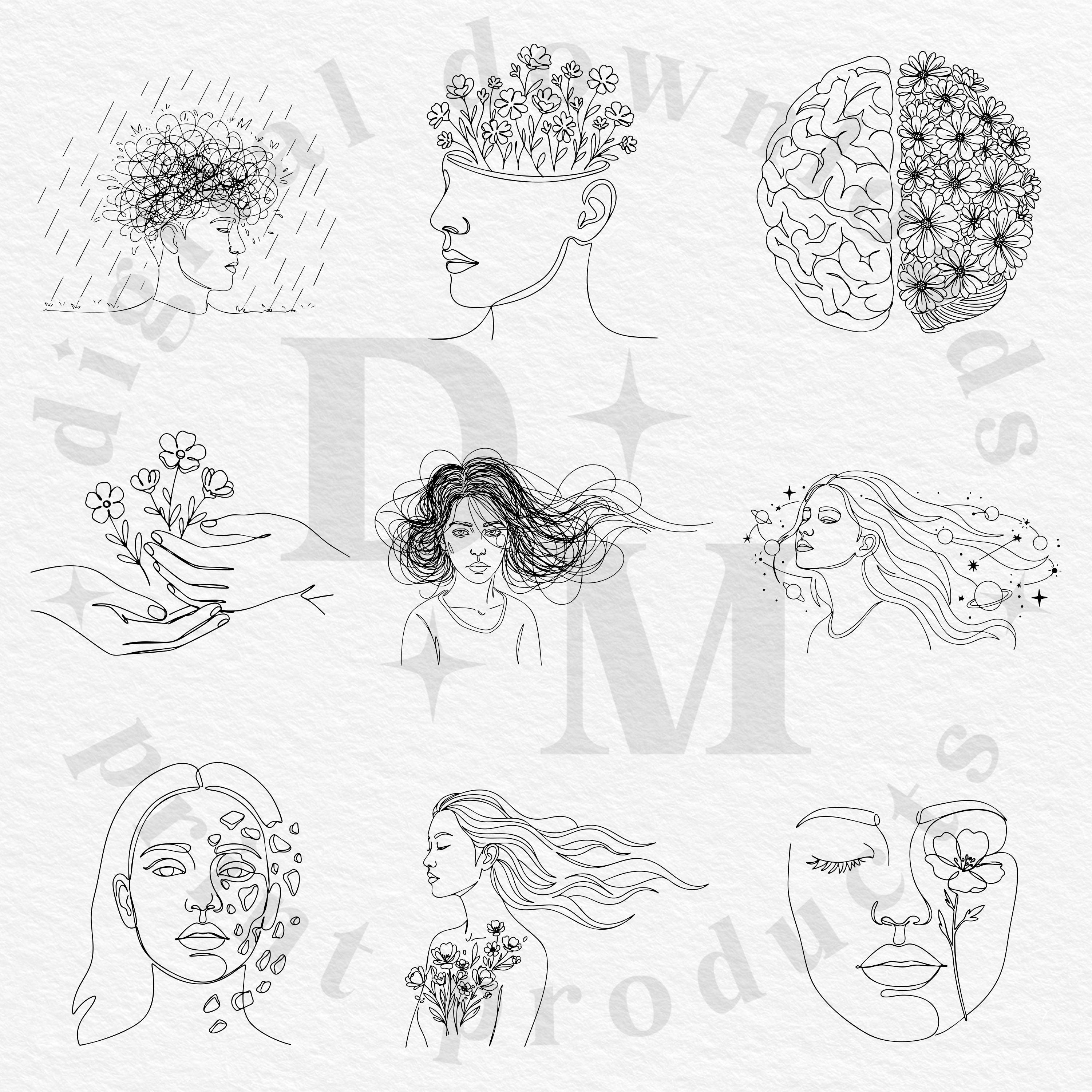 30 Mental Health One Line SVG PNG Bundle | Self-care & Emotional ...