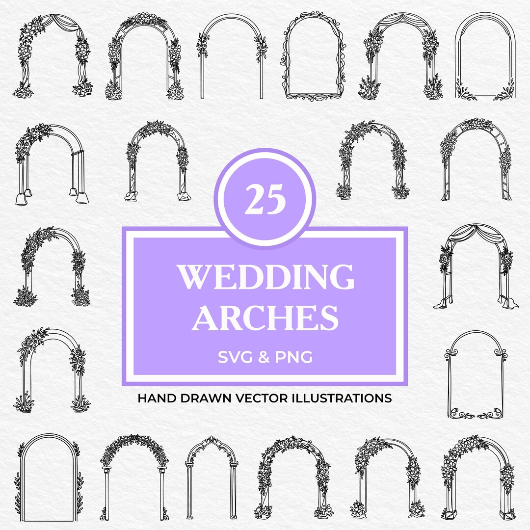 25 Wedding Arch SVG PNG Bundle | Floral Ceremony Arches Clipart ...