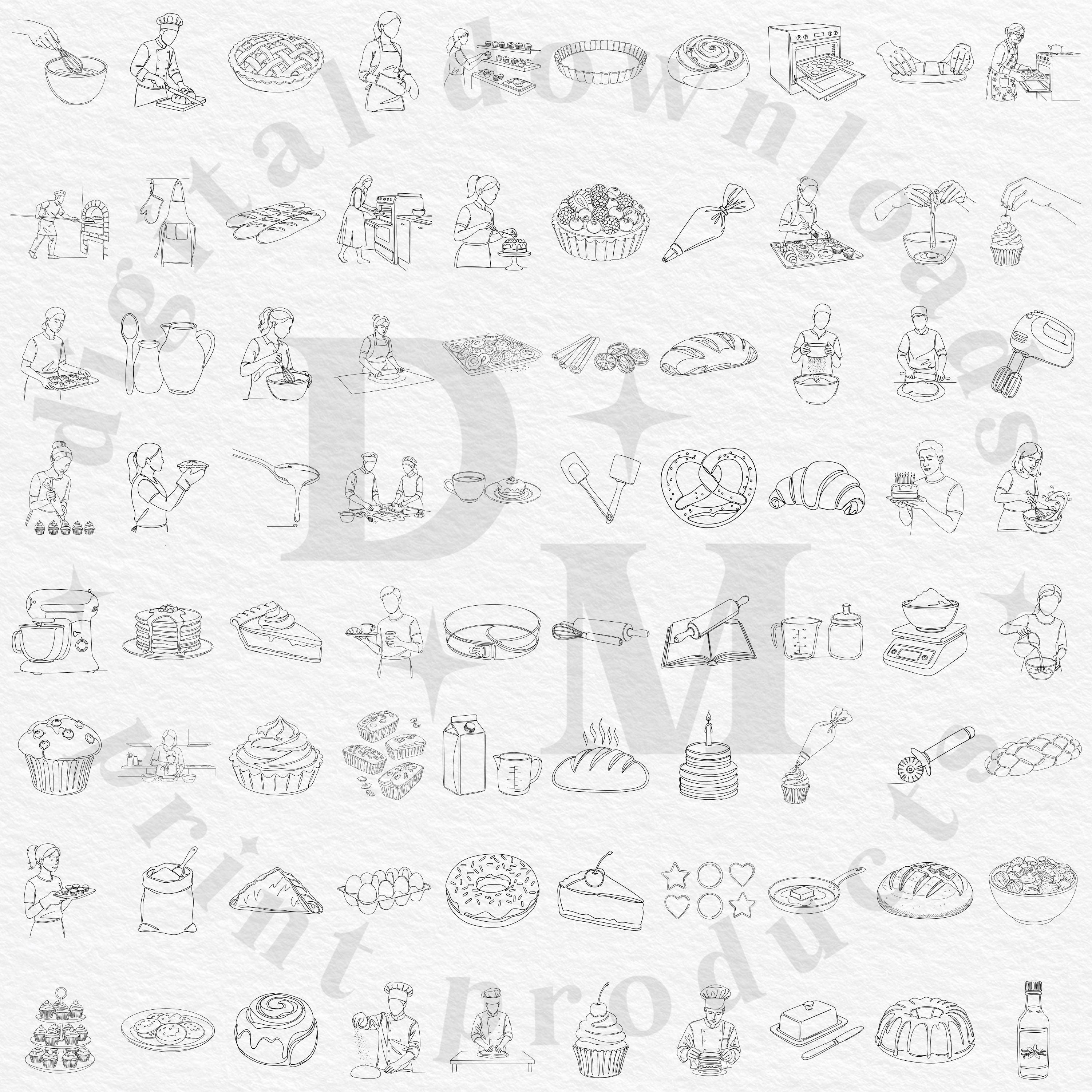 80 Bakery Pastry SVG PNG Bundle | Cakes, Pastries, Tools, Ingredients ...
