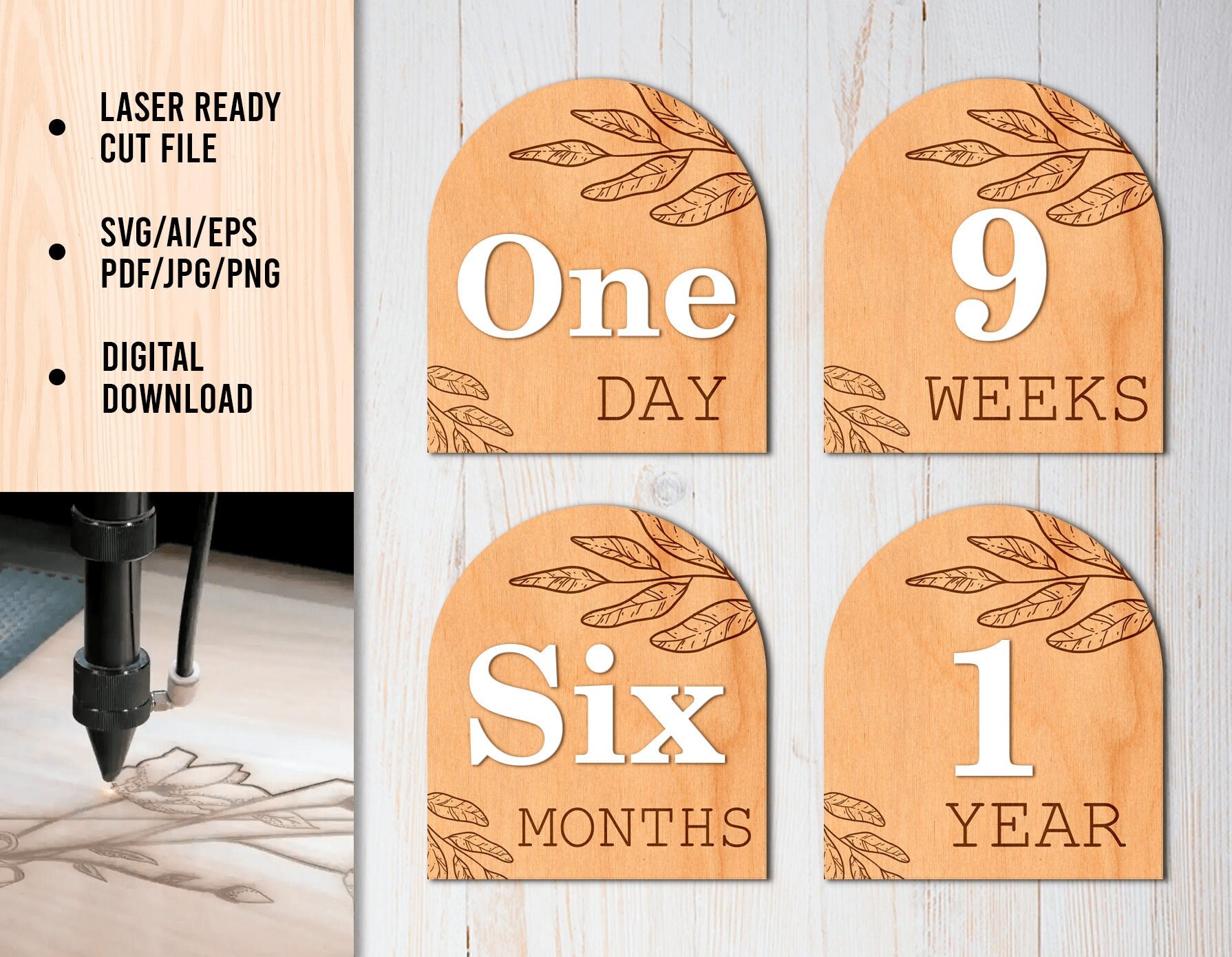 Baby Milestone Cards Laser Cut Bundle, 3D Layered Baby First Year Cards ...