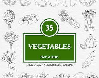 35 Vegetable SVG PNG Bundle | Botanical Garden Vegetables Line Art ...