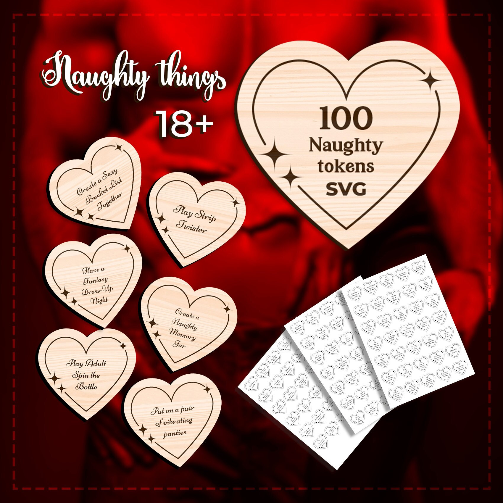 Sex Tokens SVG Naughty Date Night 18 Erotic Spicy Valentines Gift for ...