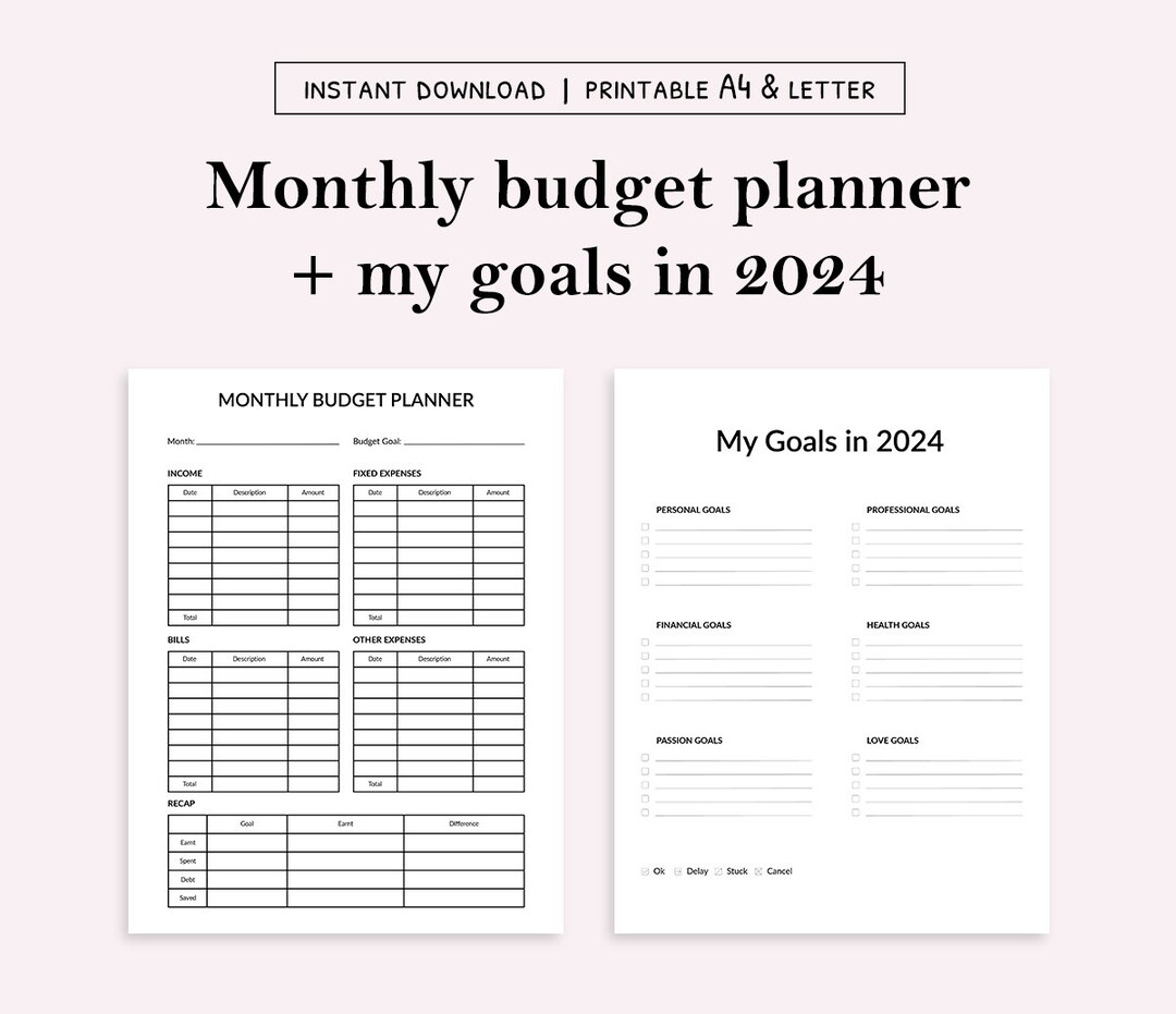 Monthly Budget Planner My Goals in 2024 Money Management - Etsy