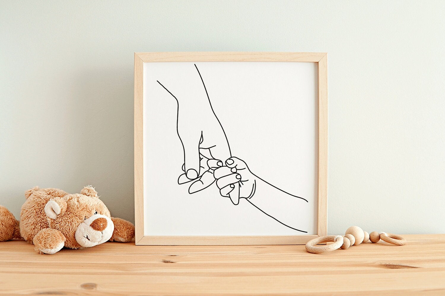 Baby Holding Hands Line Art SVG Family Hand Drawing Illustration Mom ...