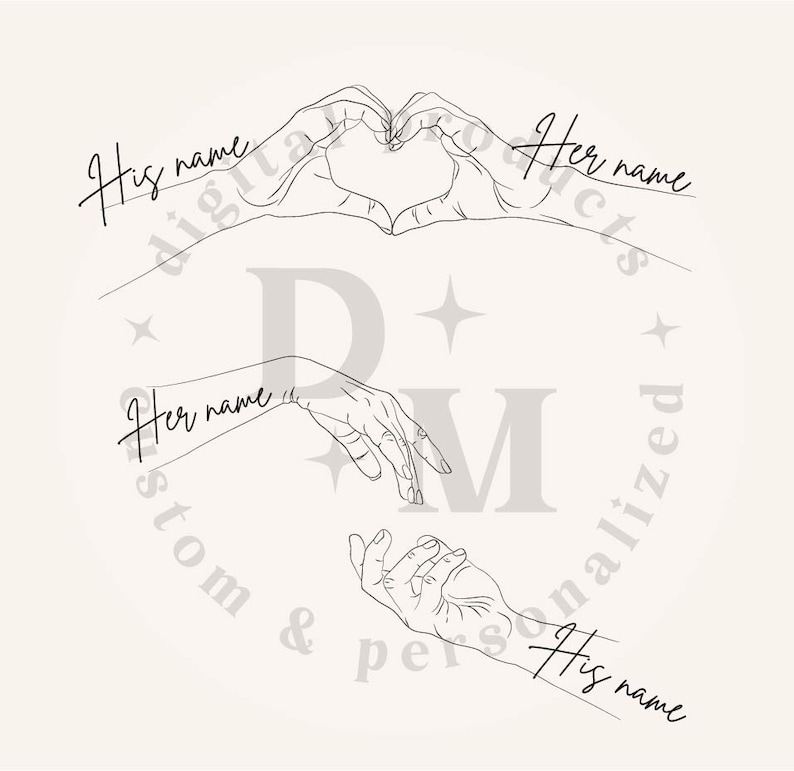 10 Custom Couple Holding Hands With Text Names SVG Bundle Pinky Hold ...
