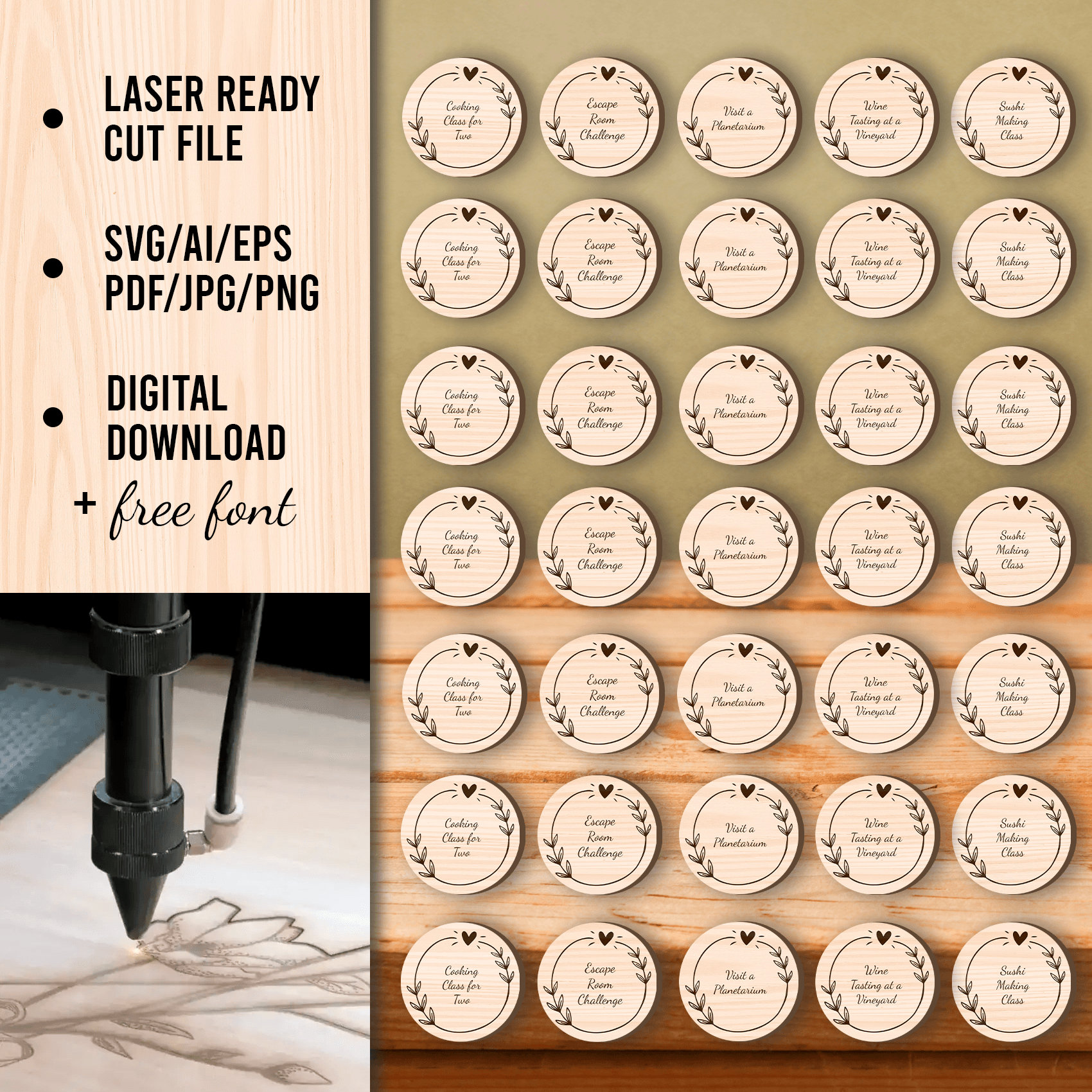 100 Date Night Activity Tokens SVG Bundle Template Valentine's Day ...