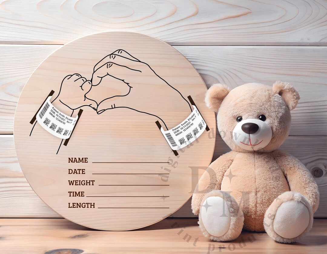 Newborn Baby Birth Hospital Bracelet Wristband Holder Laser Cut ...