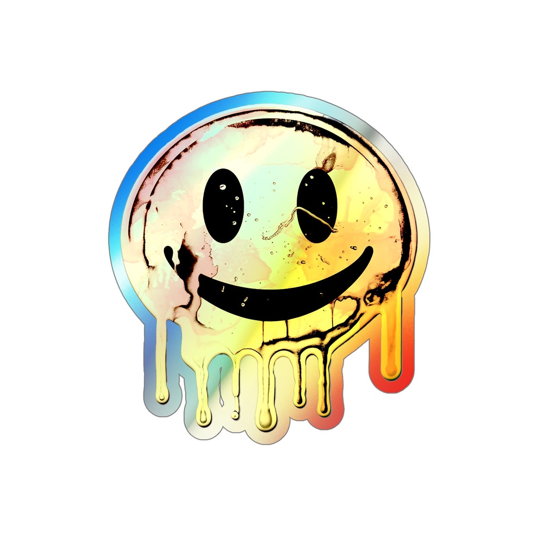 Psyche Smile: Trippy Smiley Face Holographic Die-cut Sticker MULTIPLE ...