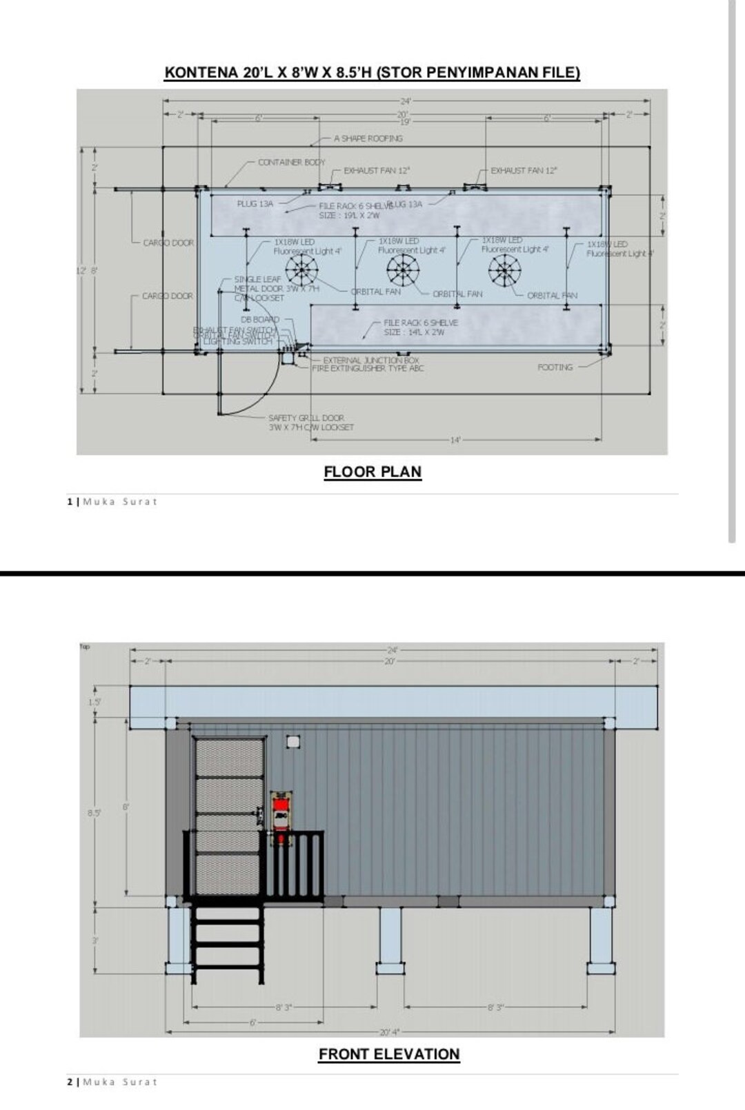 3D Sketchup Model Container 20GP Storage. Pdf File - Etsy UK