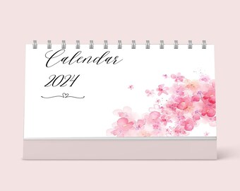 Pastel Pink Cute Illustrative 2024 With Notes Calendar A4 PDF 2024 ...