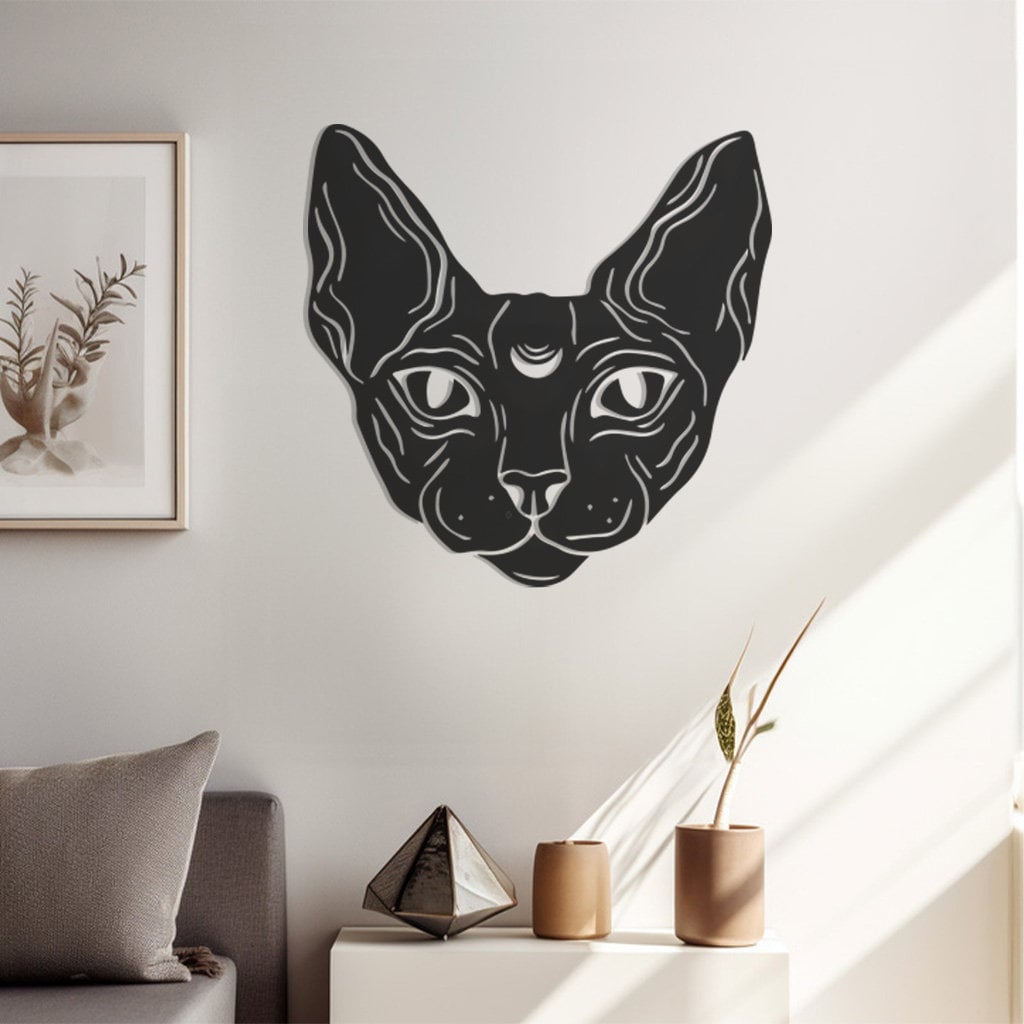 Cat Skull Design Wall Art-sphynx Pattern Metal Wall Art-animal Inspired ...