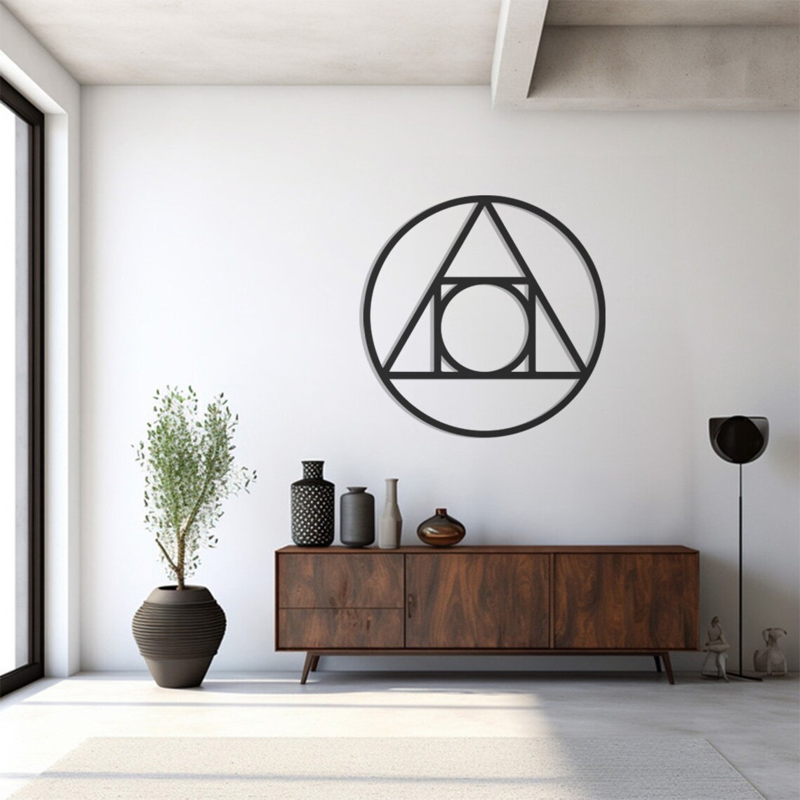 Circle, Square, Triangle Geometric Design Metal Wall Art-modern ...