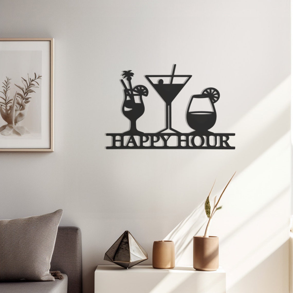 Happy Hour Wall Art-hallowen Drink Decor for Bar Wall-unique Bar Wall ...
