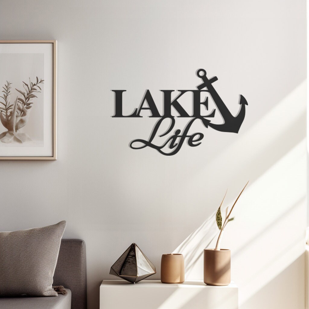 Lake Life Metal Wall Art Decor-boat Scene-nautical Ship Design-rustic ...