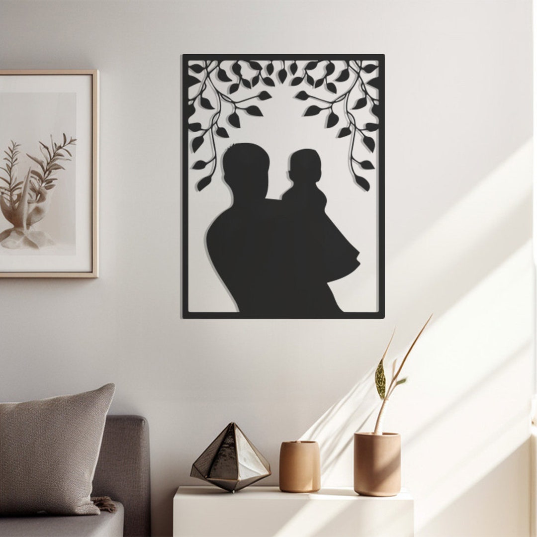 Dad and Son Metal Wall Art: Father Child Silhouette Decor - Etsy