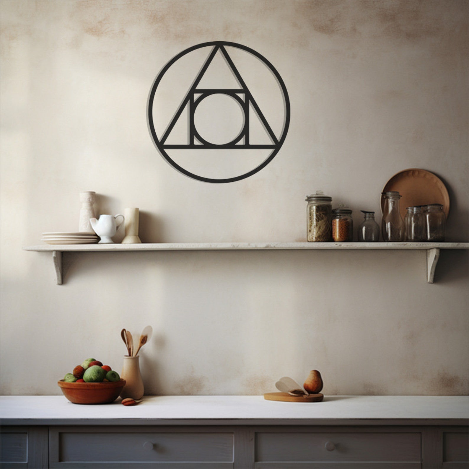 Circle, Square, Triangle Geometric Design Metal Wall Art-modern ...
