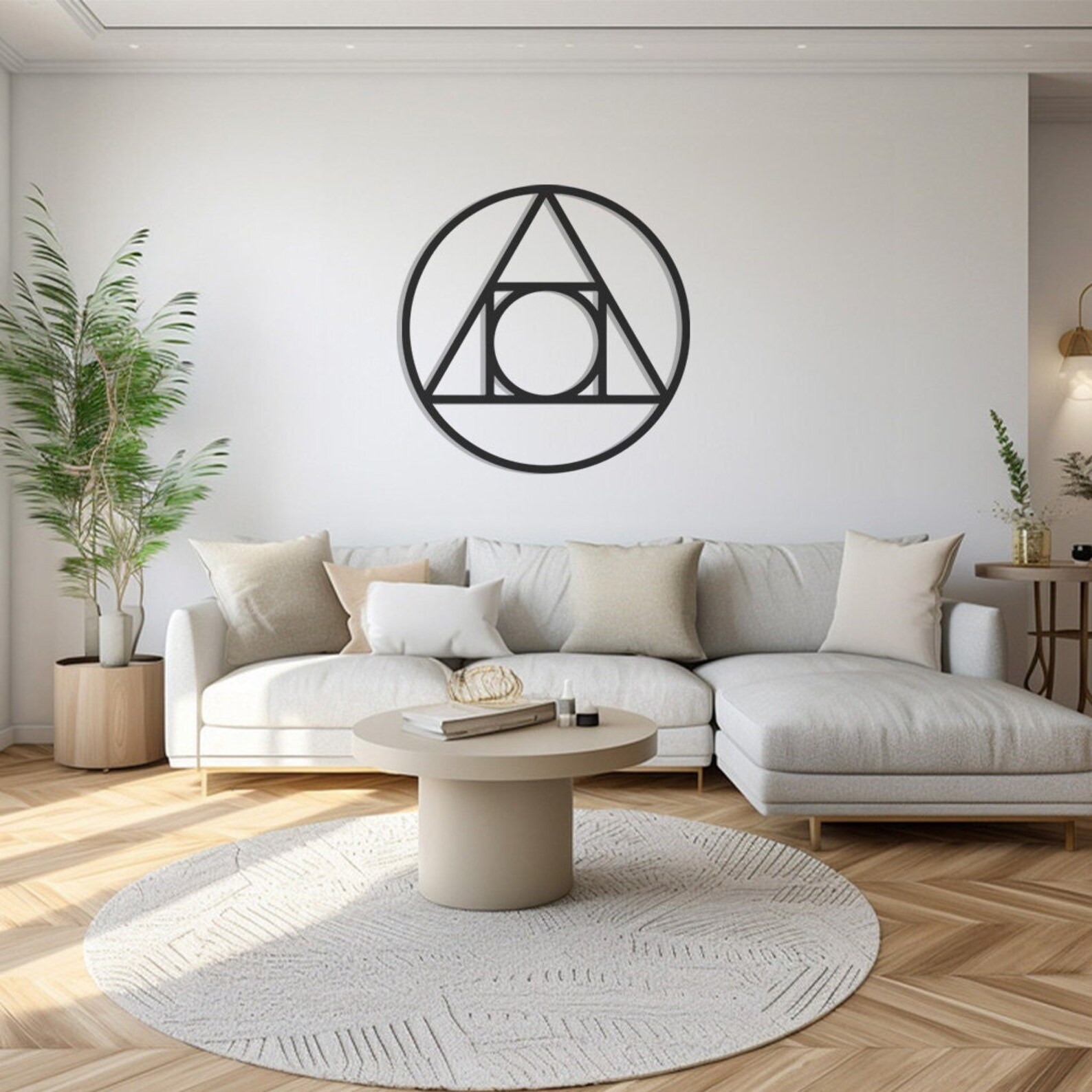 Circle, Square, Triangle Geometric Design Metal Wall Art-modern ...