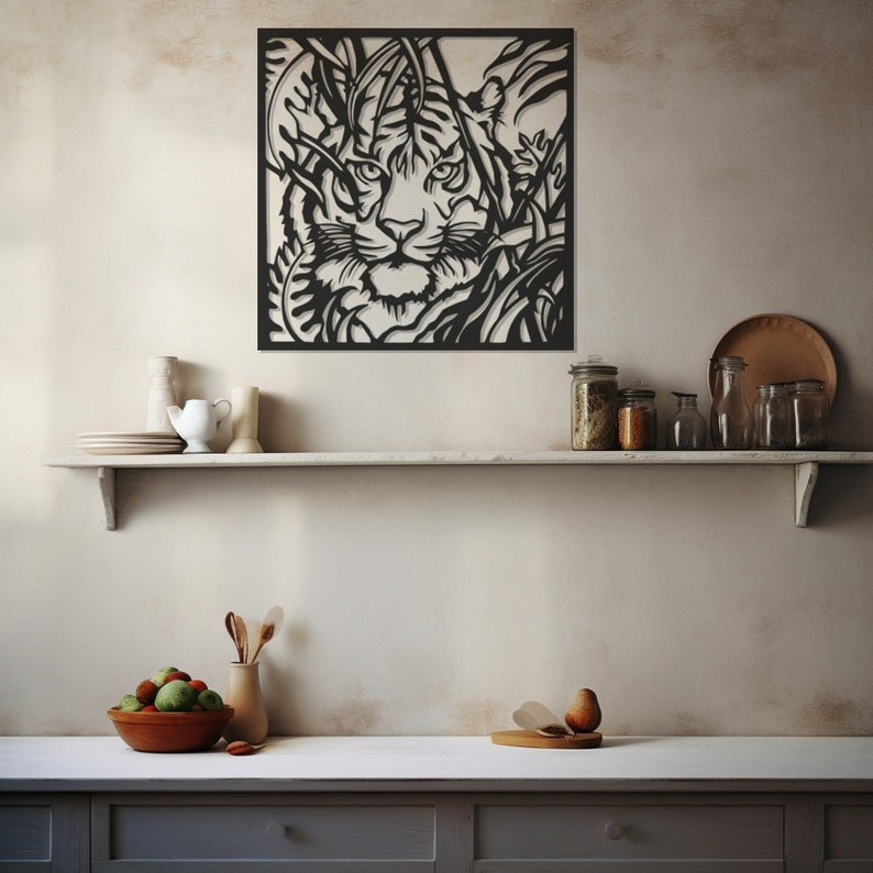 Tiger Metal Wall Art, Animal Decor, Nature-inspired Wall Sculpture ...