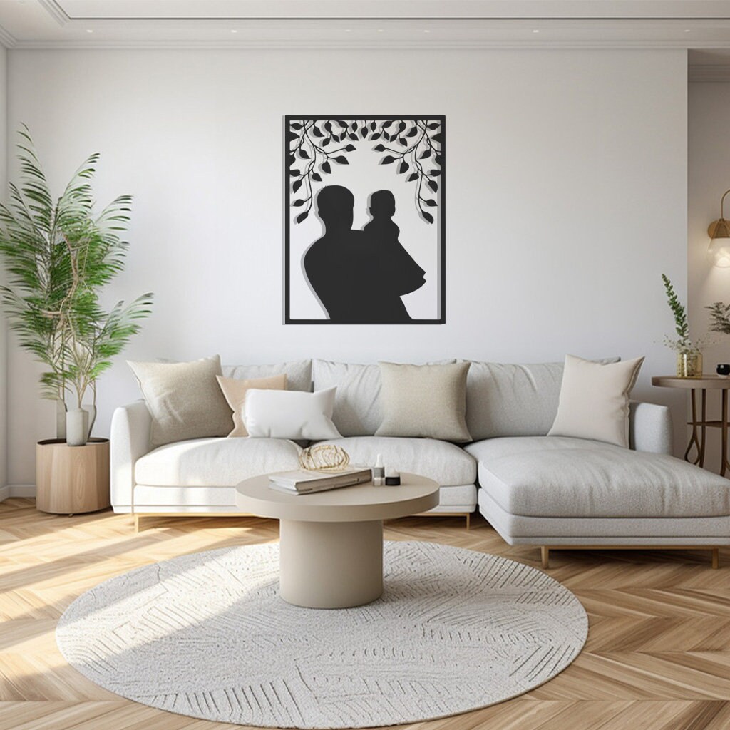 Dad and Son Metal Wall Art: Father Child Silhouette Decor - Etsy