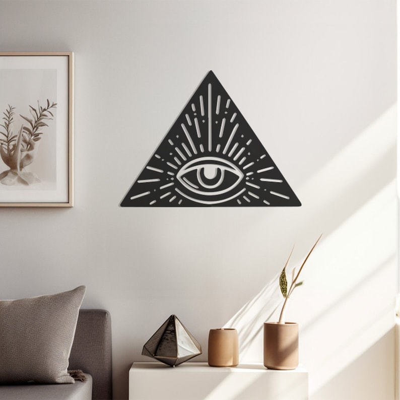 Mystical Symbolic Wall Decor-triangle Metal Wall Art-evil Eye ...