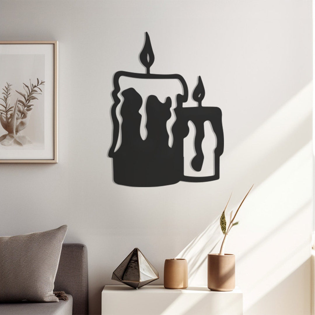 Two Candles Metal Wall Art-candlelight Wall Decor-soothing Artwork ...