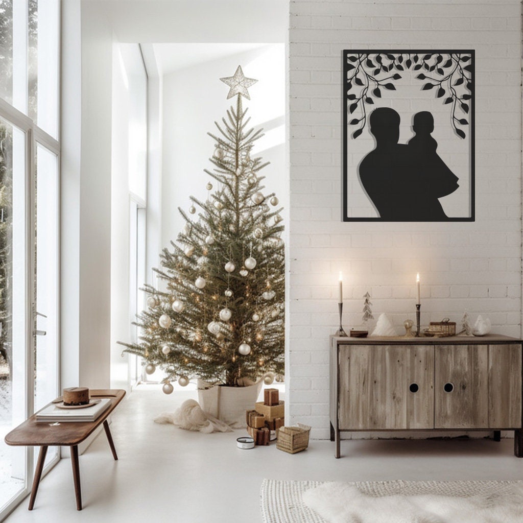 Dad and Son Metal Wall Art: Father Child Silhouette Decor - Etsy