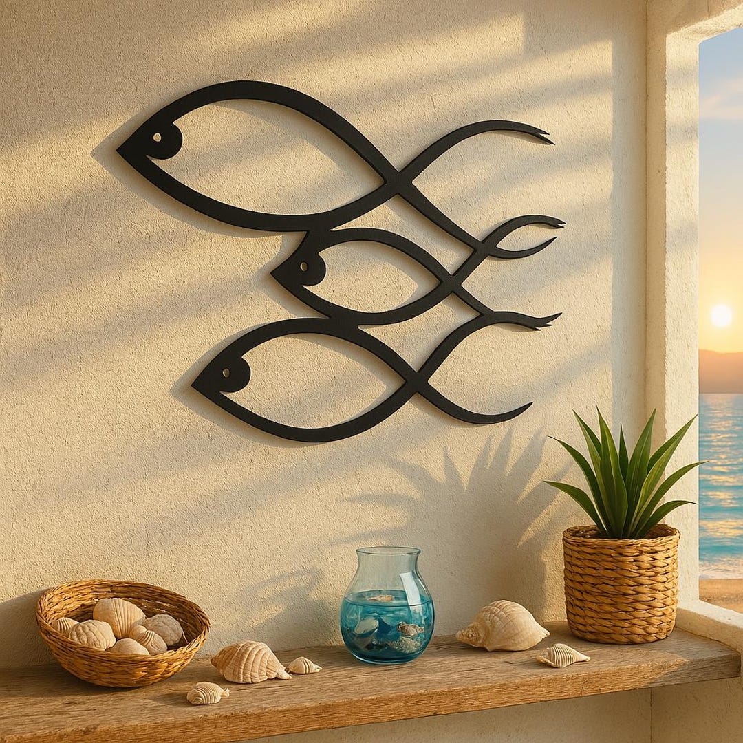 Fish Family Metal Wall Art-fisher Wall Decor-ocean Theme-coastal Home ...