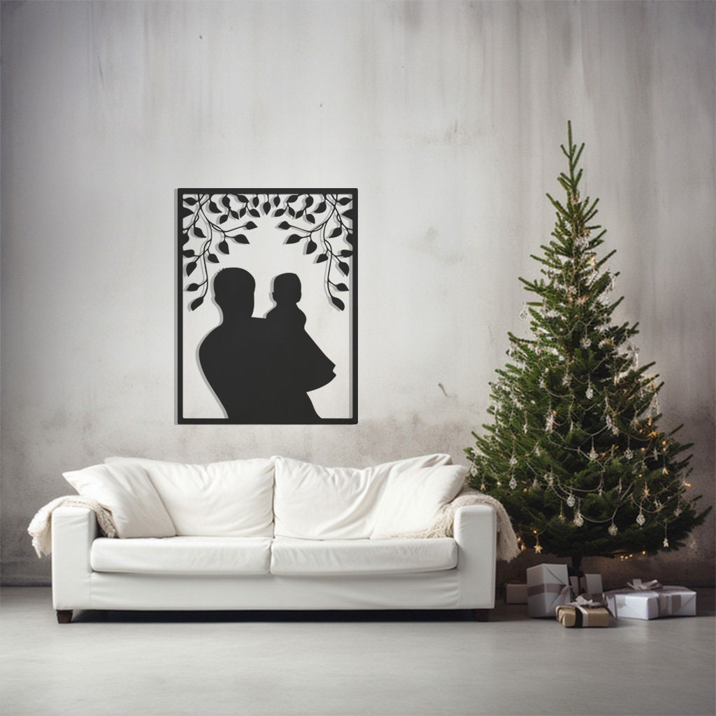 Dad and Son Metal Wall Art: Father Child Silhouette Decor - Etsy