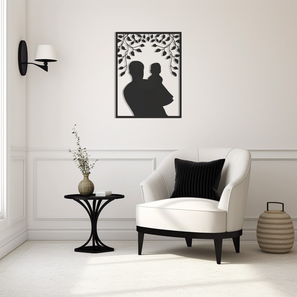 Dad and Son Metal Wall Art: Father Child Silhouette Decor - Etsy