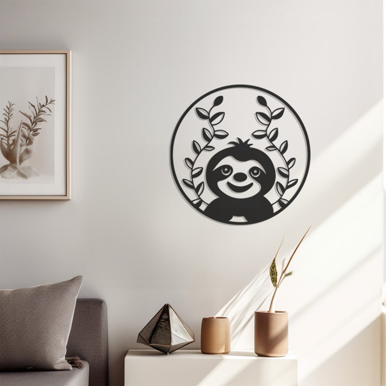 Sloth Metal Wall Art-metal Hanging Decor-charming Cute Sloth Design for ...