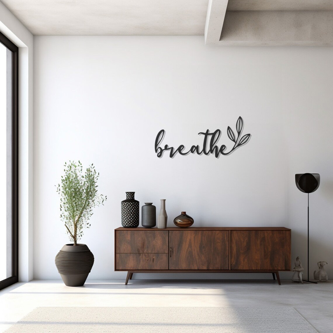 Breathe Metal Wall Art-inspirational Meditation Wall Decor-breathe Word ...