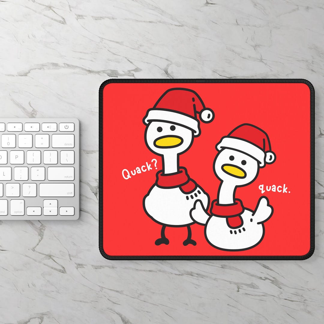 Gaming Mouse Pad Cute Silly Duck Christmas Art, Simple Maximalist ...