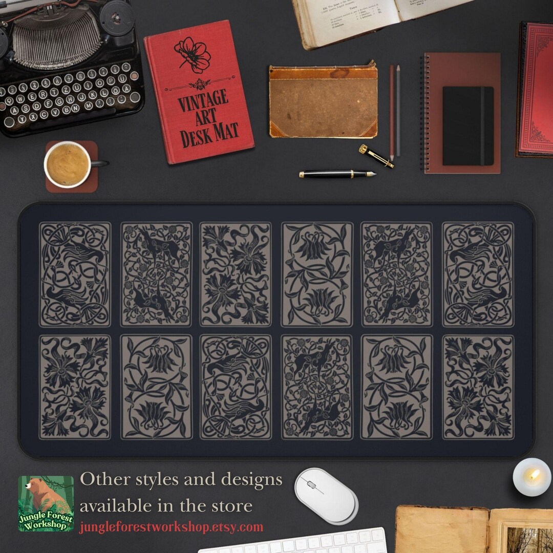 Victorian Cards Desk Mat Vintage Classic | Dark Academia Elegant Gothic Office Study Decor ...