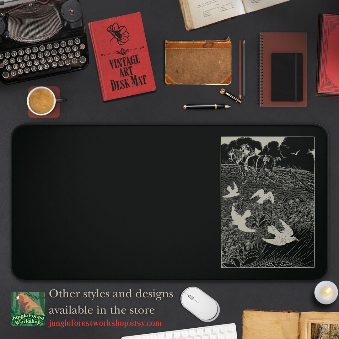 Crow Field Desk Mat Art Raven | Dark Academia Vintage Classic | Elegant ...