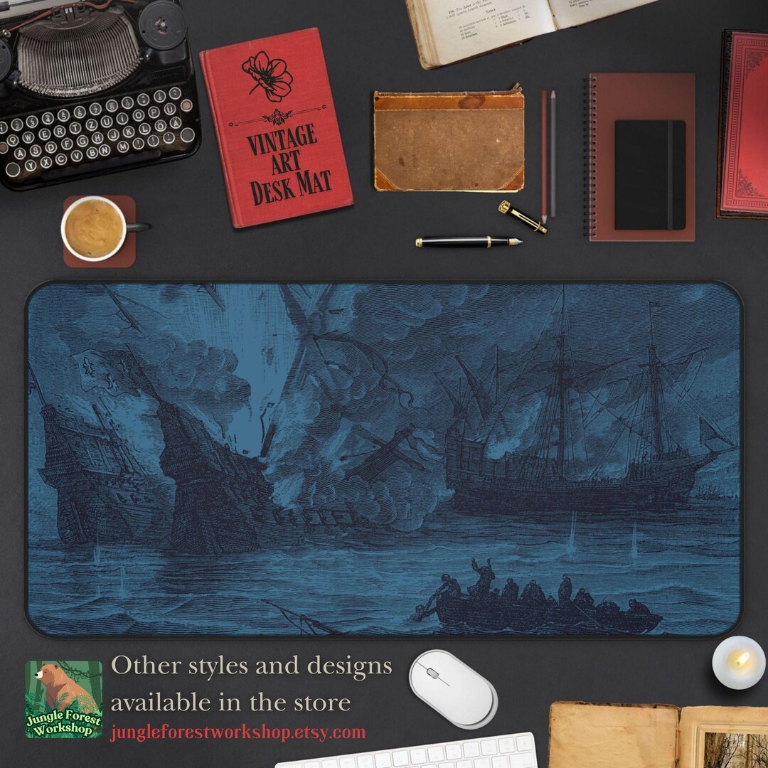 Naval Ship Battle Desk Mat Art | Dark Academia Vintage Classic ...
