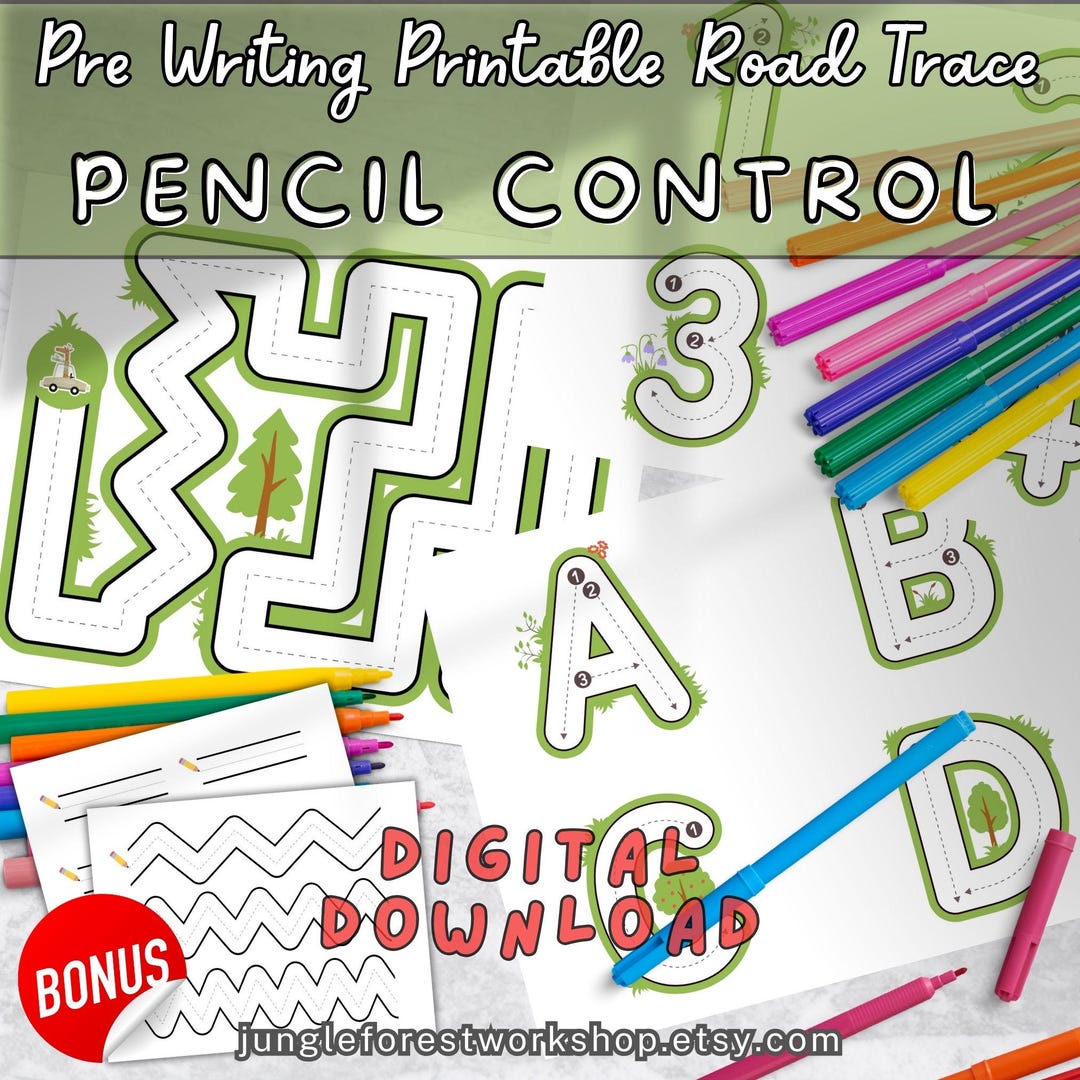 Pencil Control Letter Number Formation Road Tracing Cute Animals Cars ...