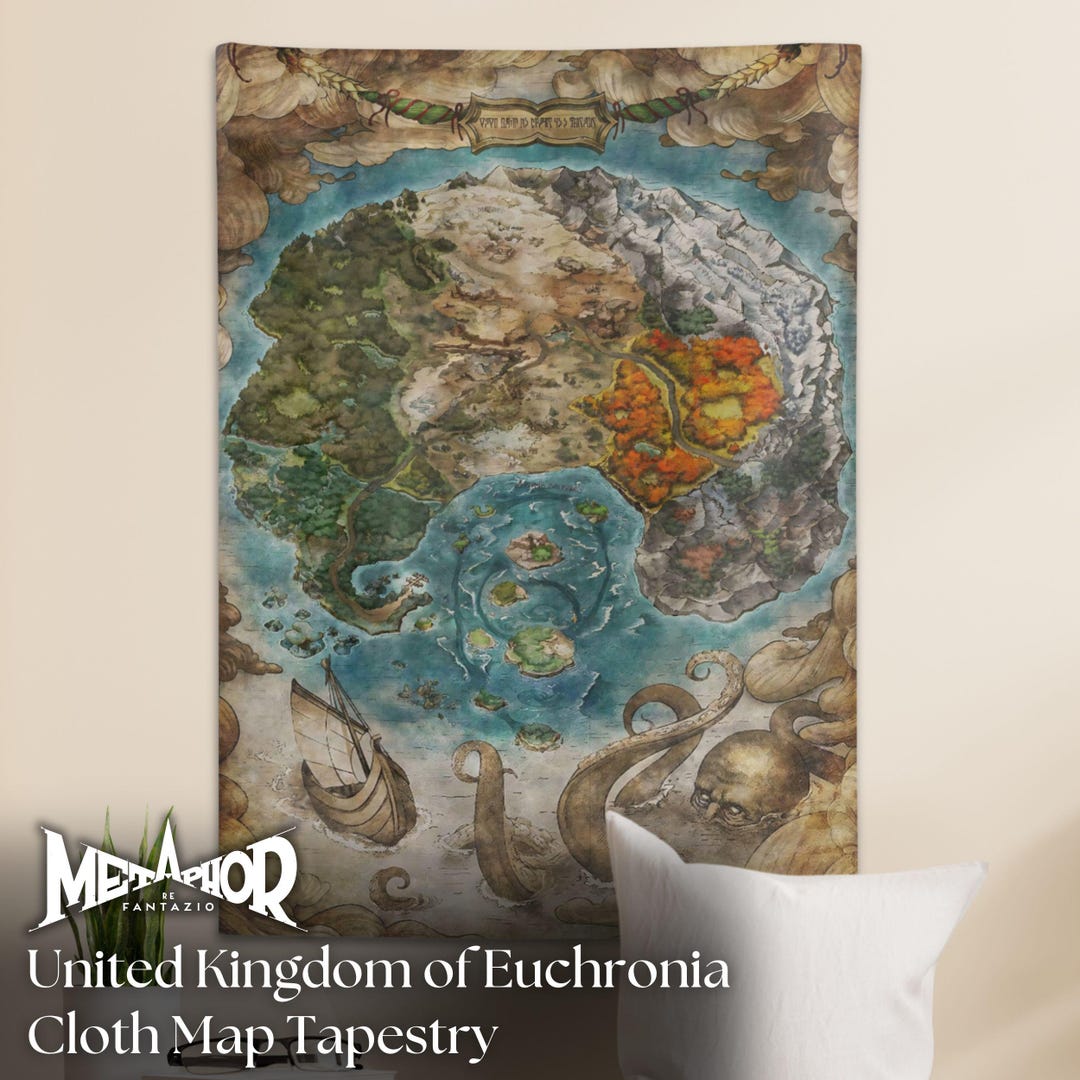 Euchronia Map Tapestry - Metaphor Refantazio Inspired World Art, JRPG ...
