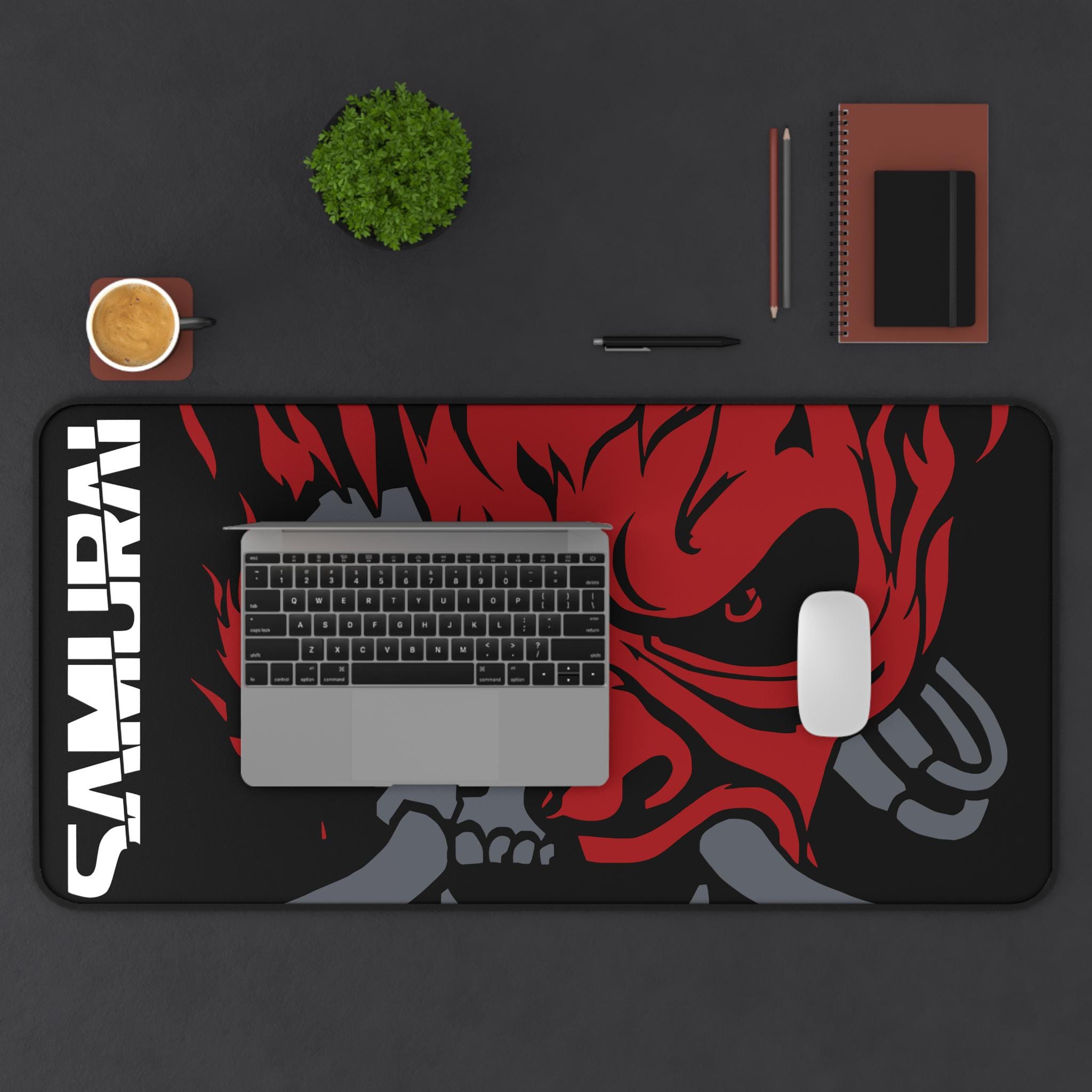 Cyberpunk Samurai Gaming Mouse Pad - Extended Desk Mat XL, Tech Office ...