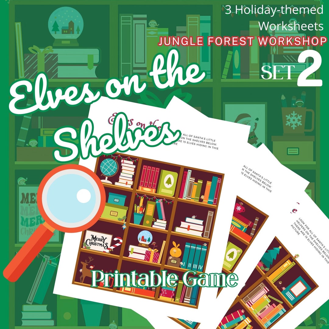 Elves on the Shelves Set 2 Christmas Printable Worksheets - Etsy