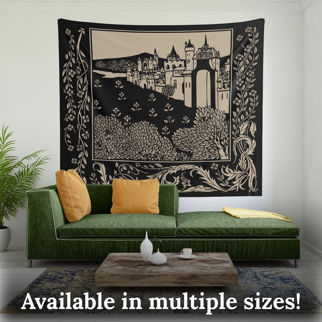 Medieval Castle Tapestry | Castlecore Gothic Wall Art Large | Vintage ...