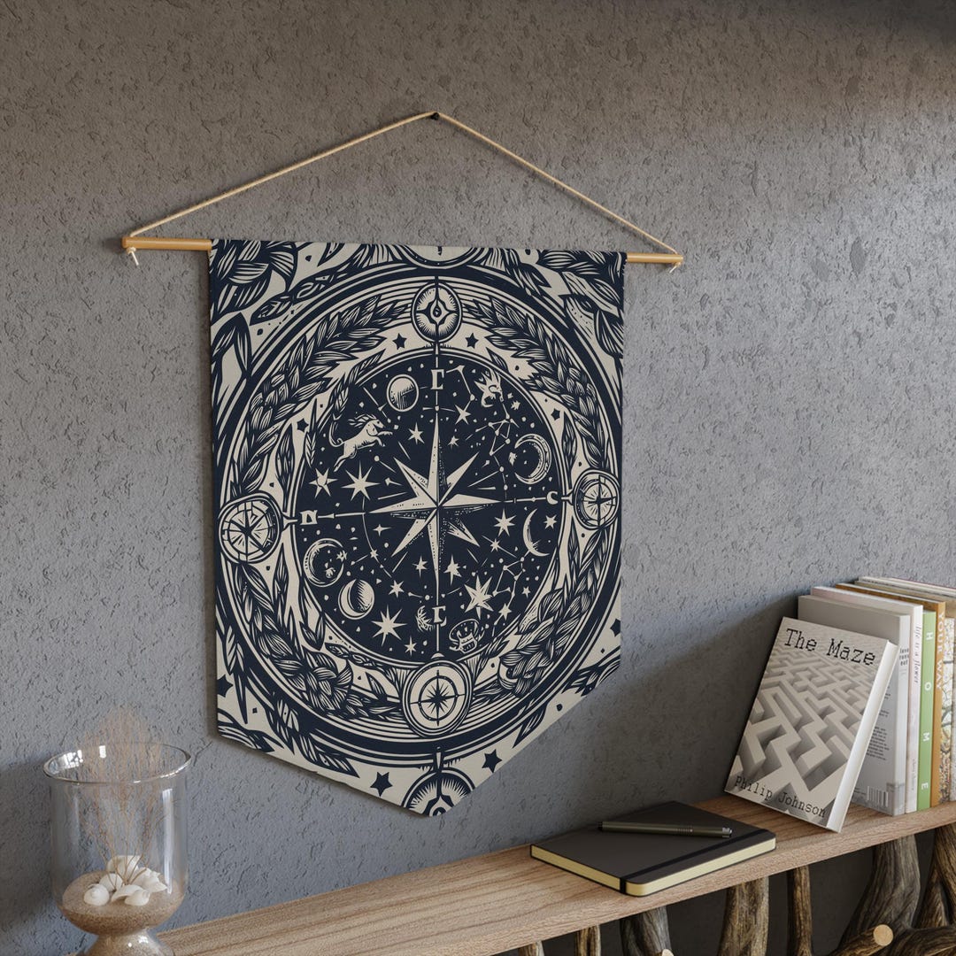 Mystic Compass Pennant: Witchy Bohemian Wall Decor - Etsy