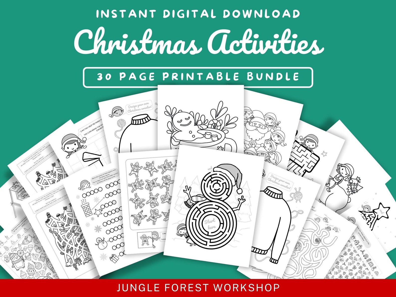 Christmas Worksheet Bundle Printable Holiday Busy Book - Kids ...