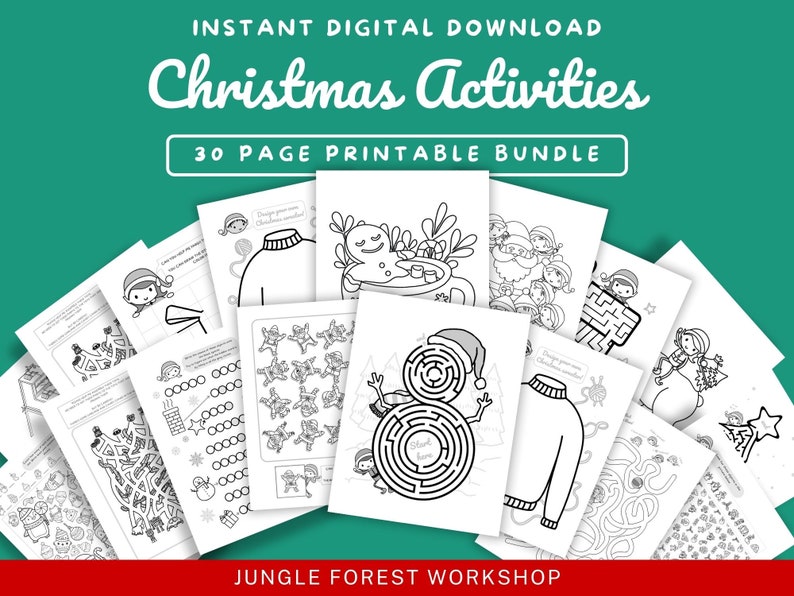 Christmas Worksheet Bundle Printable Holiday Busy Book - Kids ...